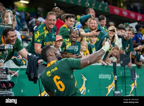 Springbok Captain Siya Kolisi Taking Selfies With The Crowd After