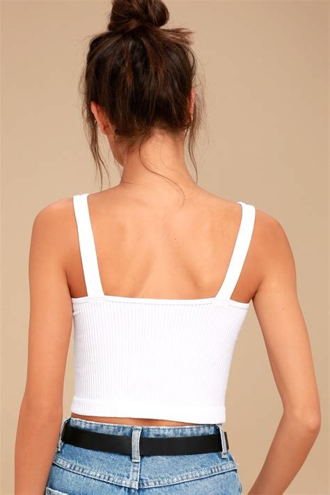 Solid Rib White Cropped Tank Top White Crop Top Tank Tank Tops