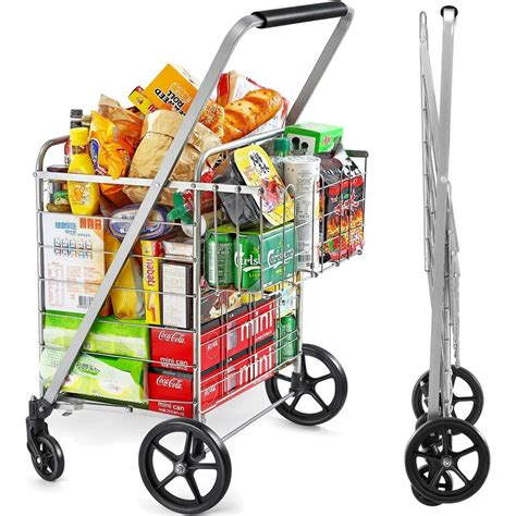 Wellmax Shopping Cart With Wheels Metal Grocery Cart With Wheels