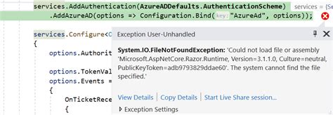 updating microsoft aspnetcore authentication azuread ui to