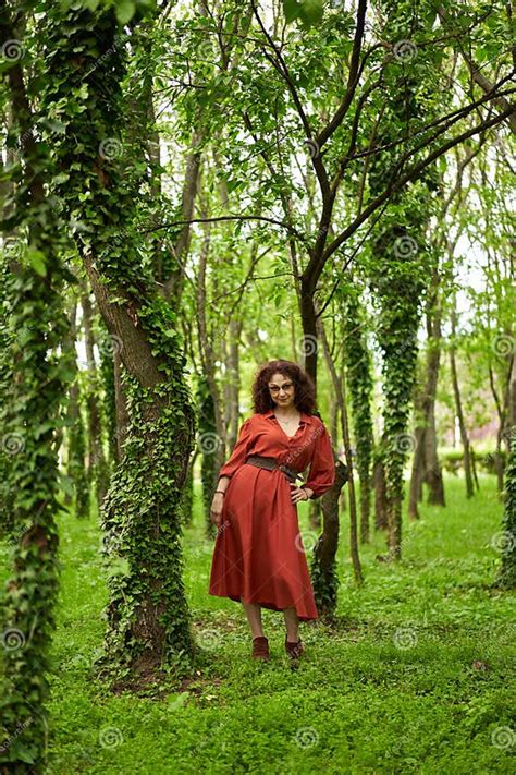 Candid Of A Mature Curly Hair Redhead Woman Stock Image Image Of