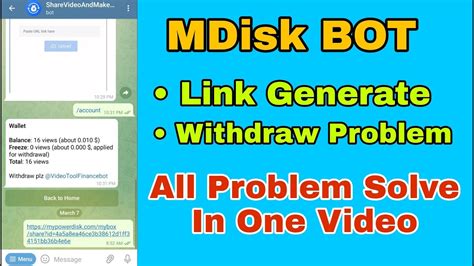 mdisk bot link generate withdraw problem solve in one video how to