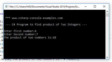 c program to display the product of two numbers programming