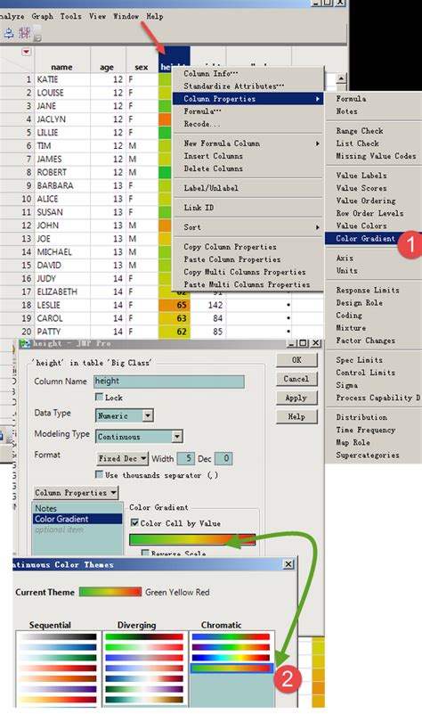 solved how to use jsl to automatically select the specified color