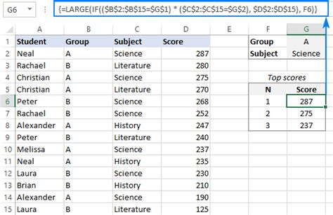 large if formula in excel get n th highest value with criteria