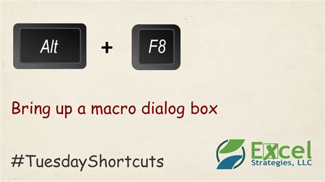 alt f8 bring up a vba macro dialog box in msexcel