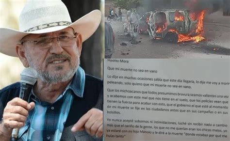 “que Mi Muerte No Sea En Vano” Carta Póstuma De Hipólito Mora