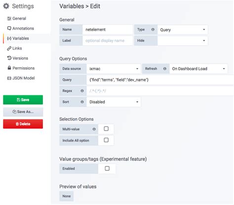 how to define a template variable elasticsearch grafana labs