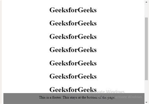 how to create footer to stay at the bottom of a web page geeksforgeeks