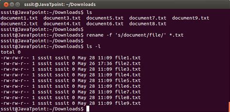 linux rename f command javatpoint