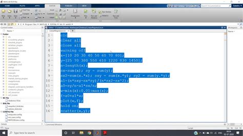 linear regression simplest implementation matlab youtube