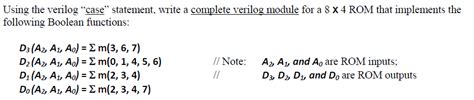 Solved Using The Verilog Case Statement Write A Complete