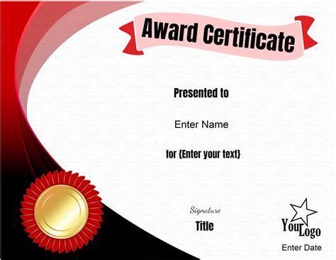 Printable Customizable Certificate Template