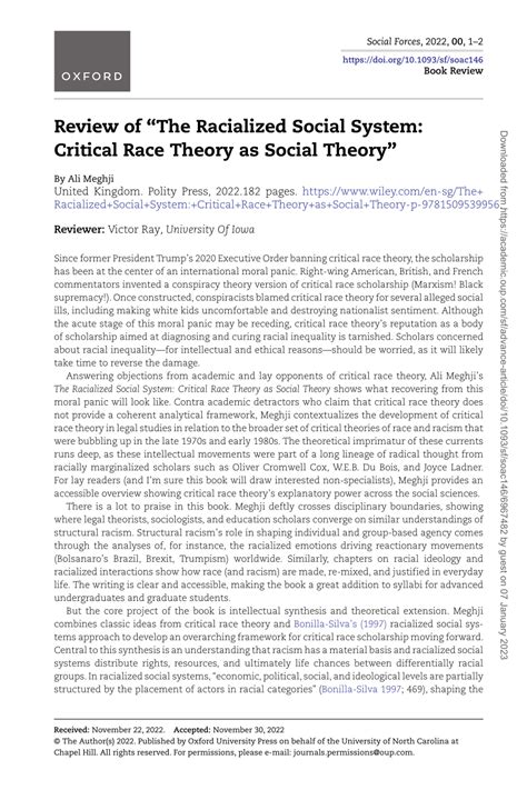 Pdf Review Of “the Racialized Social System Critical Race Theory As