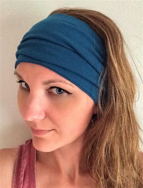 Blue Headband Wide Headband Womens Headband By Fuzzheaddesigns