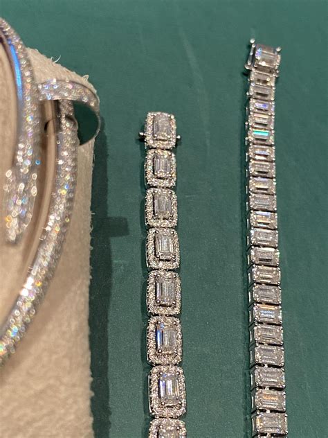 [fs] [eu] 14k Gold Moissanite Bracelets 3x5mm Emerald Cut Tennis