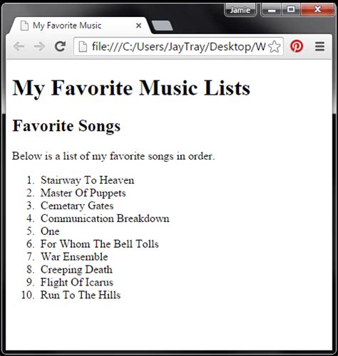 html code nested list html xyz de code