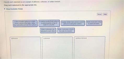 solved classify each statement as an example of adhesion