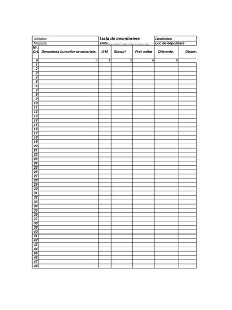 lista de inventariere model excel