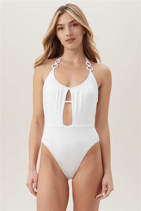 Womens Monaco Scoop Neck Cutout Halter One Piece Swimsuit Trina Turk