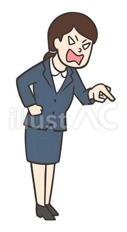 指をさして怒る人、会社員の女性イラスト No 23898418／無料イラスト フリー素材なら「イラストac」