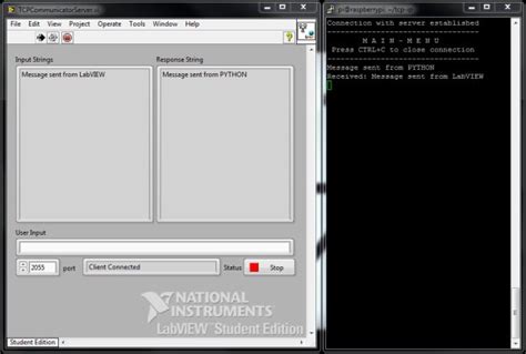 labview and raspberry pi tcp ip communications