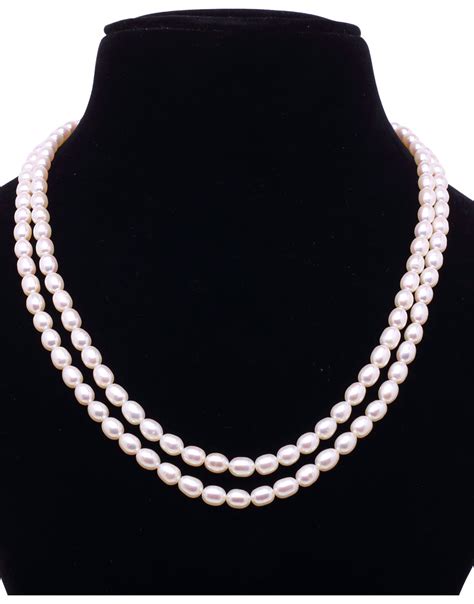 Versatile White Freshwater Oval Shape Pearl Necklace Mangatrai Gems