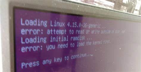 boot error attempt to read or write outside hd0 error