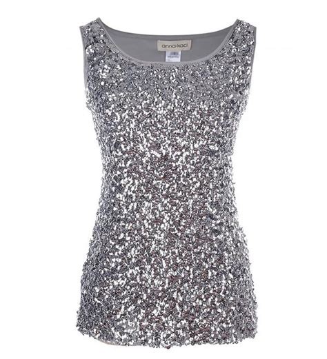 Womens Sparkle And Shine Glitter Sequin Embellished Sleeveless Round Neck