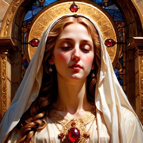Premium Photo Virgin Mary Female Saint With Halo Christian Religious