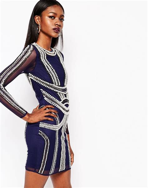 River Island Sequin Embellished Bodycon Dress At