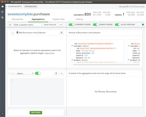 using the mongodb compass aggregation pipeline builder mongodb 4