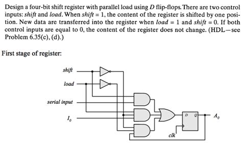 solved design a four bit shift register with parallel load