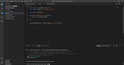 node js when i try to use node app to run the
