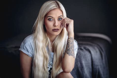Face Blonde Blue Eyes Portrait Women Tattoo Hd Wallpaper Rare