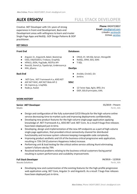 react developer resume tutore master of documents