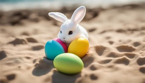 Premium Photo A Bunny Rabbit With Eggs In The Sand And A Bunny Rabbit
