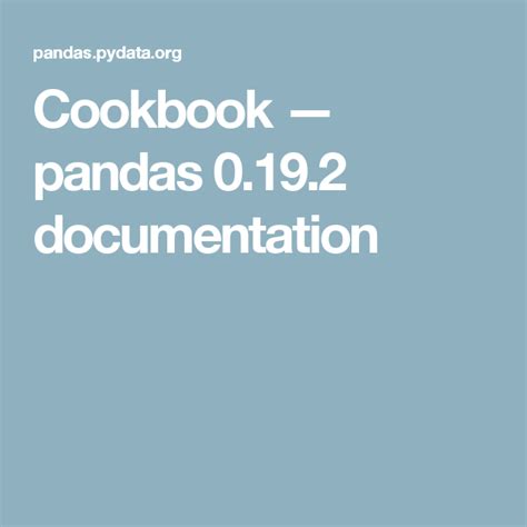 cookbook — pandas 0 19 2 documentation