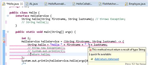 trying out lambda expressions in the eclipse ide