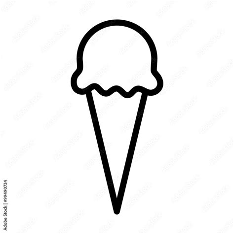 Ice Cream Cone With One Scoop Line Art Icon For Apps And Websites Stock