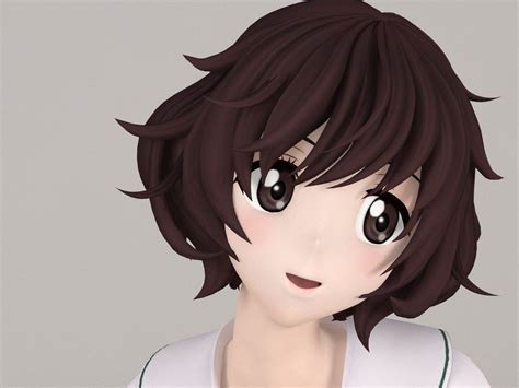 Yukari Akiyama Anime Girl Pose 02 3d Model Cgtrader
