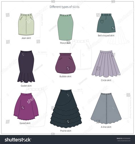 Set Different Types Bright Colorful Skirts Stock Vector Royalty Free