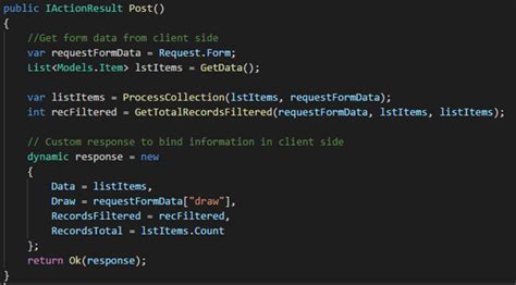 asp core 2 0 using jquery datatables filtering