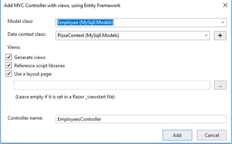 entity framework there was an error running the selected code