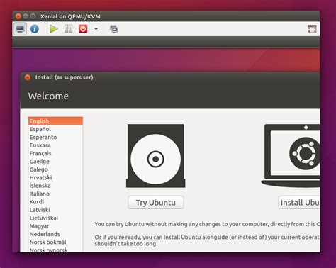 how to install ubuntu in qemu kvm virtual machine