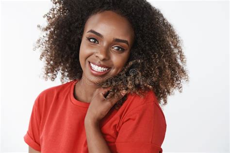 Close Up Shot Of Carefree Happy And Gentle Gorgeous African American