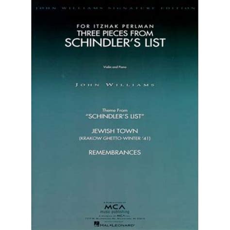 Sheet Music John Williams Three Pieces From Schindlers List Violin