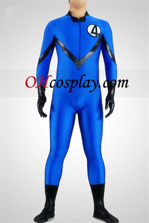 Blue Lycra Spandex And Shiny Metallic Unisex Superhero Zentai [zt01103