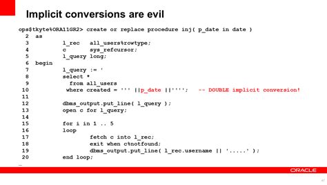 the tom kyte blog all about security sql injection
