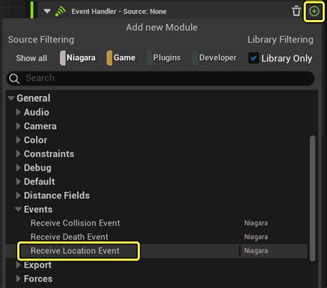 events and event handlers in niagara effects for unreal engine unreal